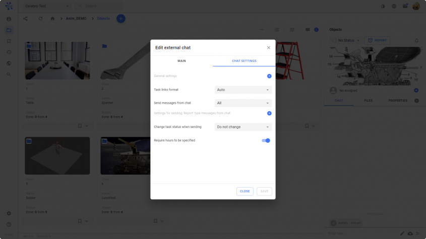 External Chats, Flex Settings – Cerebro