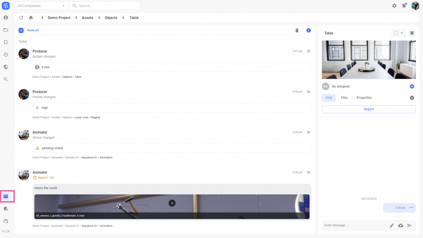 Notification feed in the web version – Cerebro